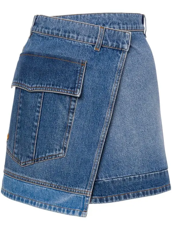 Philosophy Di Lorenzo Serafini Asymmetric Denim Mini Skirt - Blue