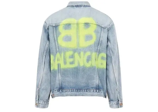 Balenciaga Large Fit Graffiti Backlogo Denim Jacket