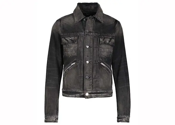 ジャケット・アウター Amiri 21AW CORE DOUBLE SLANTED TRUCKER Amiri Core Double Slanted Trucker Jacket - Black | Editorialist
