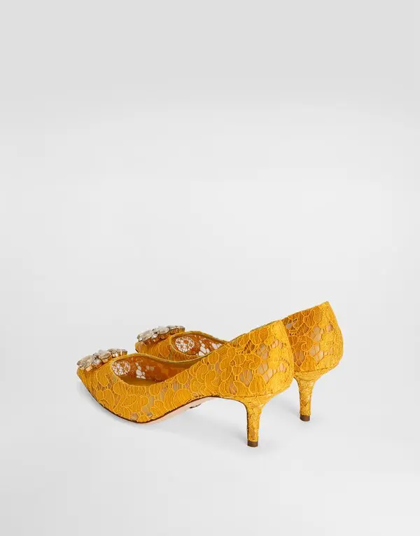 Dolce & Gabbana Bellucci Lace Pumps With Brooch - Yellow