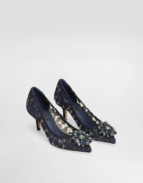 Dolce & Gabbana Bellucci Lace Pumps With Brooch - Blue