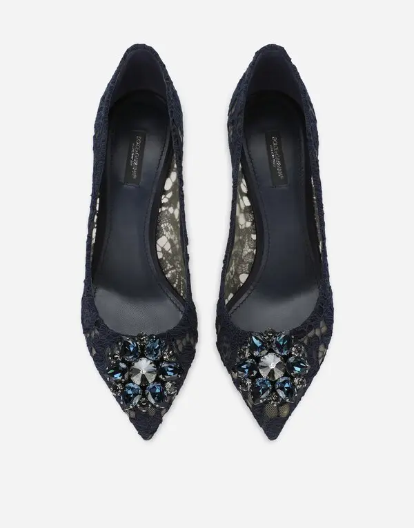 Dolce & Gabbana Bellucci Lace Pumps With Brooch - Blue