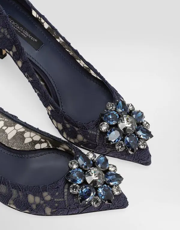 Dolce & Gabbana Bellucci Lace Pumps With Brooch - Blue