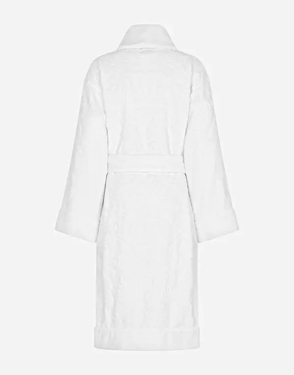 Dolce & Gabbana Bath Robe In Terry Cotton Jacquard - Multicolor