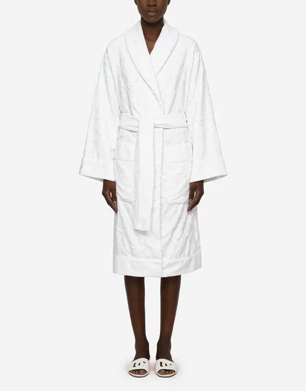 Dolce & Gabbana Bath Robe In Terry Cotton Jacquard - Multicolor