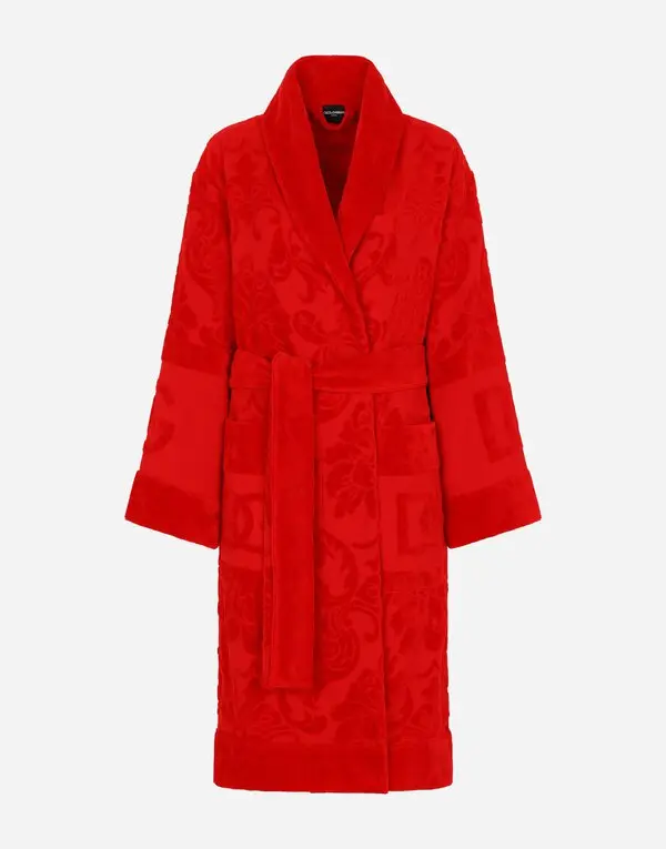 Dolce & Gabbana Bath Robe In Terry Cotton Jacquard - Multicolor