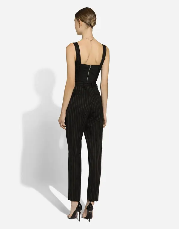 Dolce & Gabbana Tailored Pinstripe Stretch Wool Pants - Multicolor