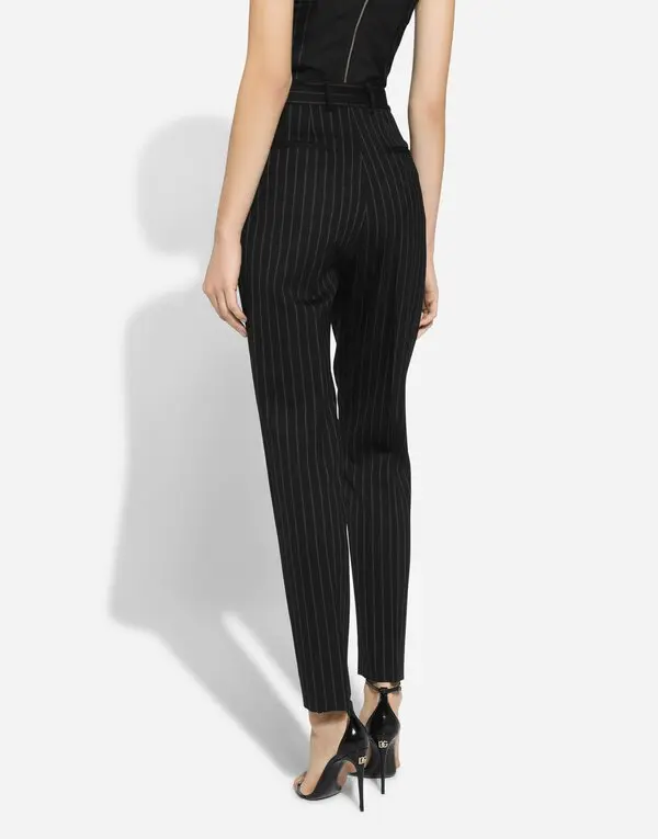 Dolce & Gabbana Tailored Pinstripe Stretch Wool Pants - Multicolor
