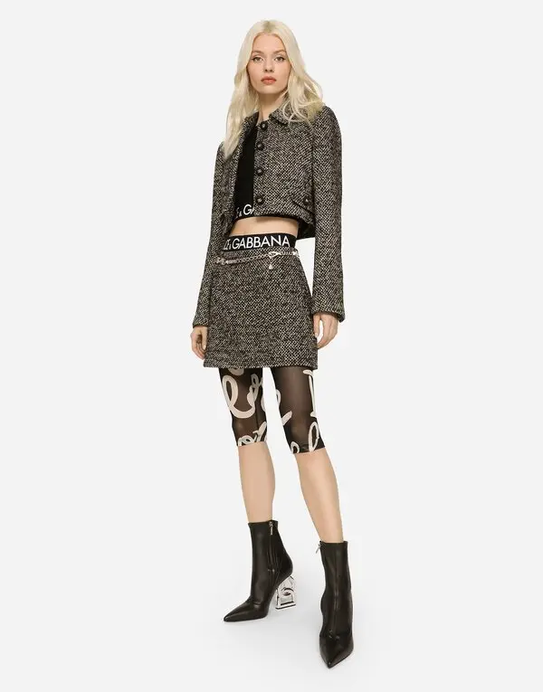 Dolce & Gabbana Cropped Speckled Tweed Jacket