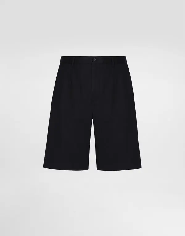 Dolce & Gabbana Stretch Cotton Shorts With Branded Tag - Black