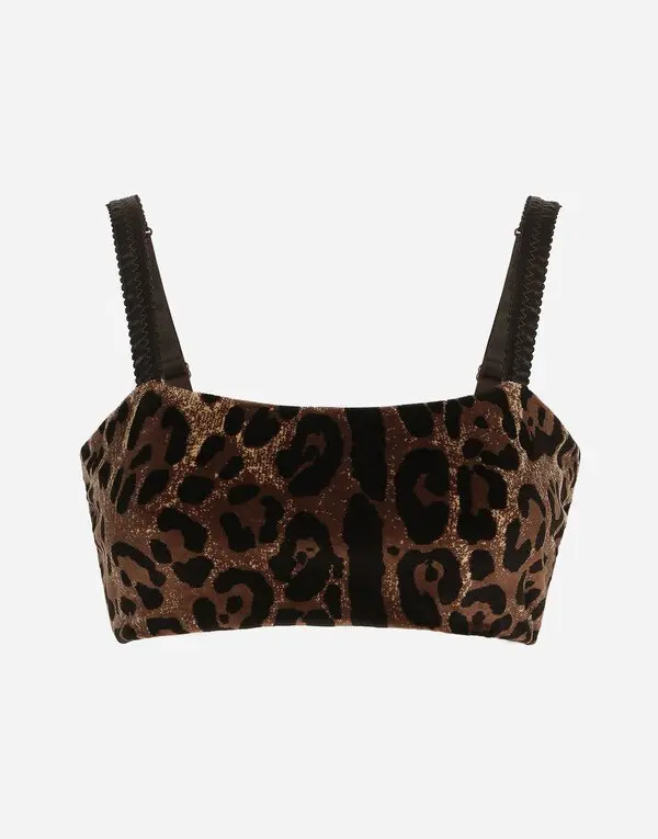 Dolce & Gabbana Chenille Leopard Crop Top - Multicolor