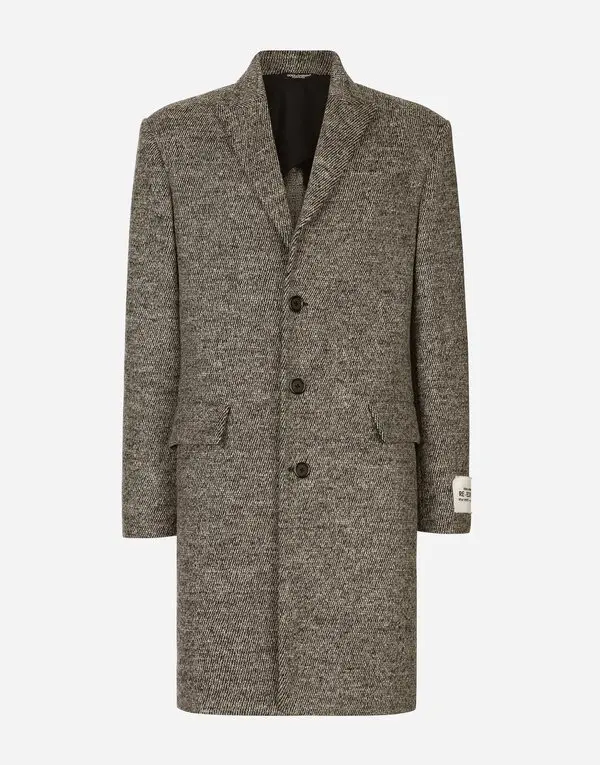 Dolce & Gabbana Single-breasted Melange Diagonal-weave Wool Coat - Multicolor