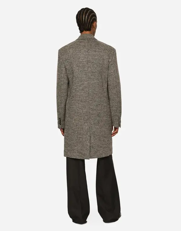 Dolce & Gabbana Single-breasted Melange Diagonal-weave Wool Coat - Multicolor