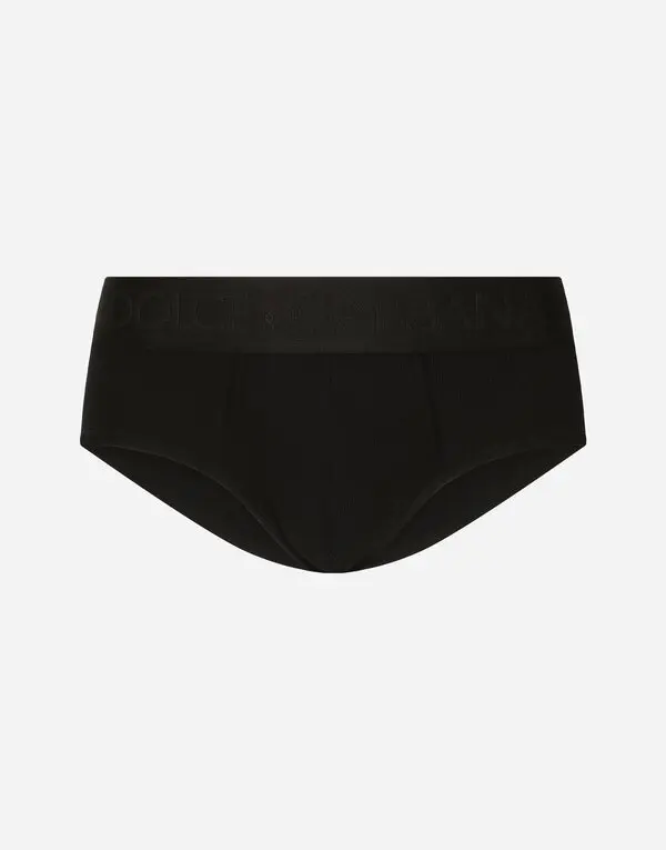 Dolce & Gabbana Ribbed Cotton Brando Briefs - Black