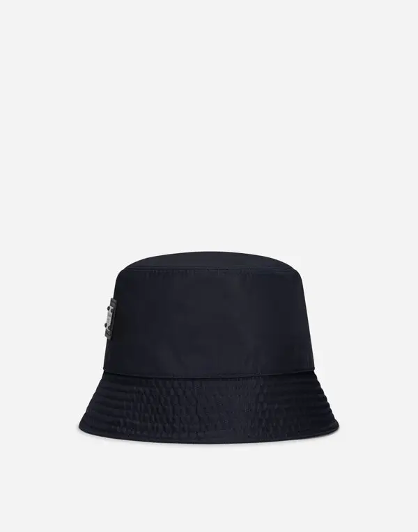 Dolce & Gabbana Nylon Bucket Hat With Logo - Blue