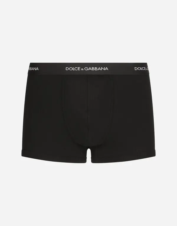 Dolce & Gabbana Ribbed Cotton Boxers - Black