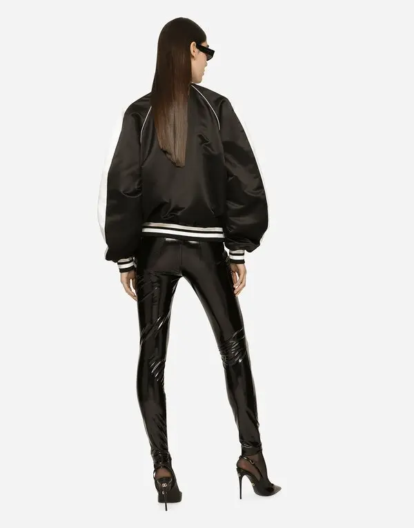 Dolce & Gabbana Satin Varsity Bomber Jacket With Embroidery