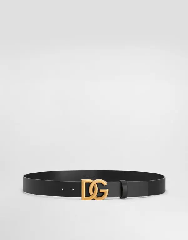 Dolce & Gabbana Leather Belt With Crossover Dg Logo Buckle - Multicolor