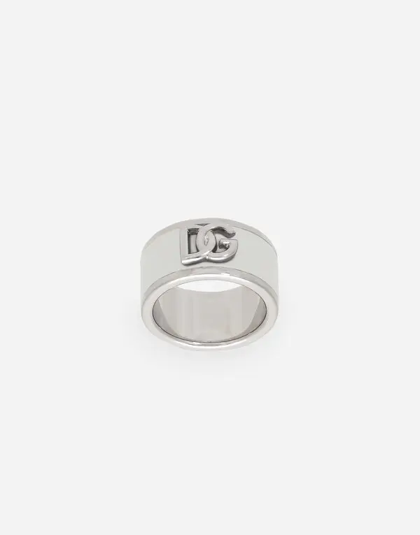 Dolce & Gabbana Enameled Dg Logo Ring - White