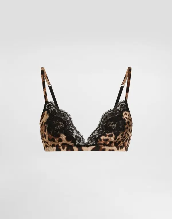 Dolce & Gabbana Leopard-print Soft Cup Bra With Lace - Leopard Print