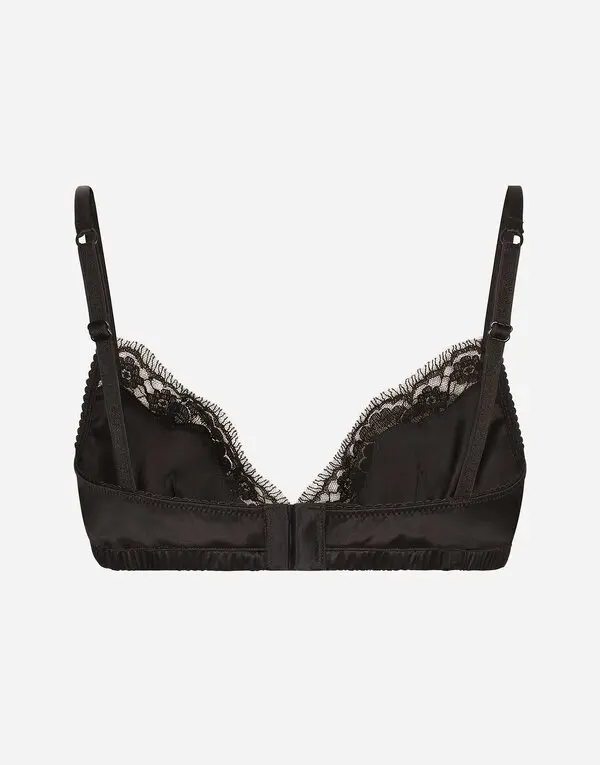 Dolce & Gabbana Soft Cut Satin Bra With Lace - Black