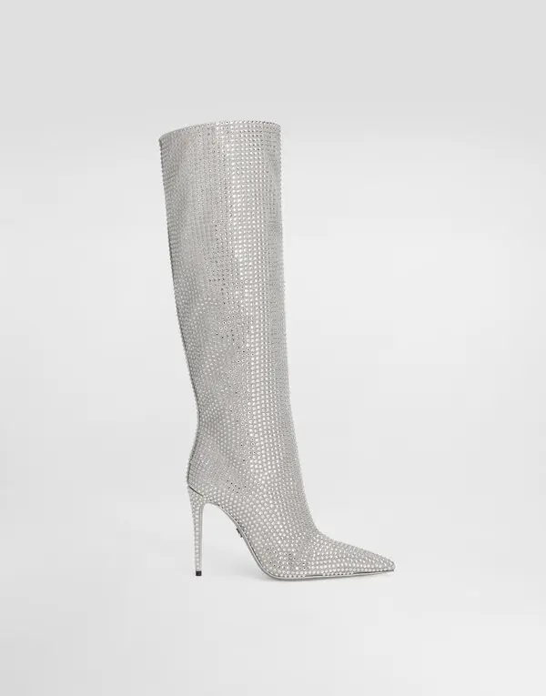 Dolce & Gabbana Lollo Rhinestone Boots - Grey