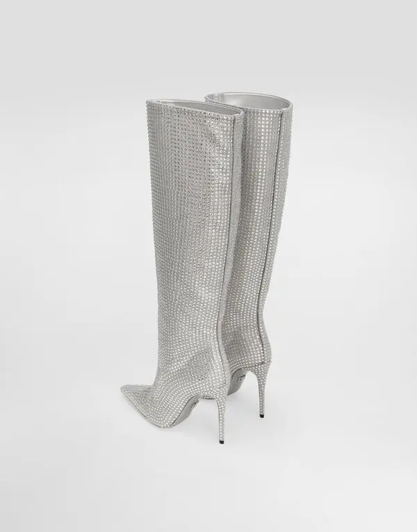 Dolce & Gabbana Lollo Rhinestone Boots - Grey
