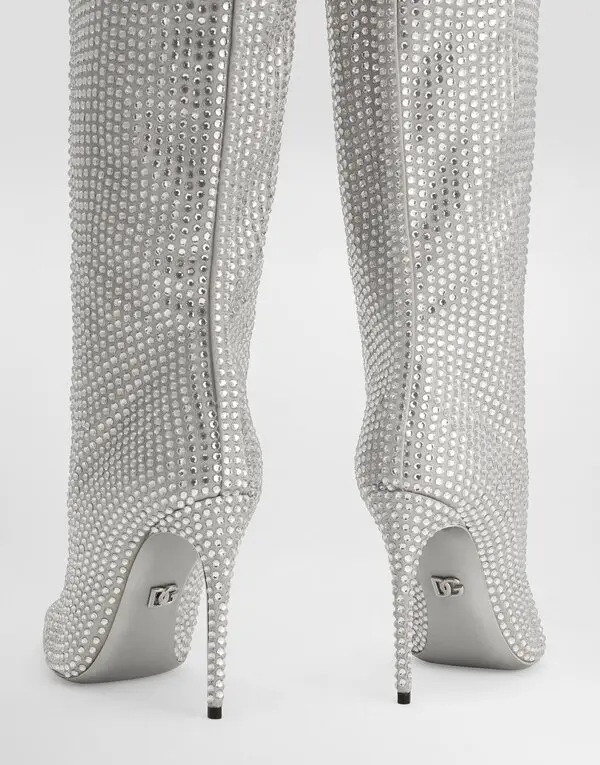 Dolce & Gabbana Lollo Rhinestone Boots - Grey