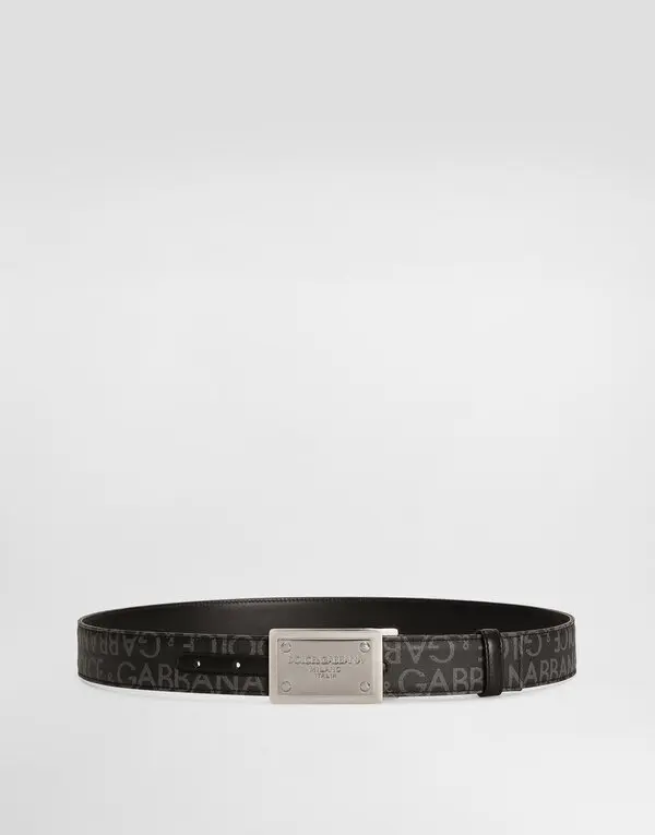 Dolce & Gabbana Coated Jacquard Belt With Logo Tag - Black