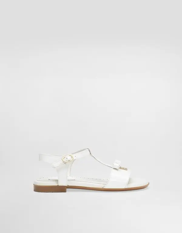Dolce & Gabbana Patent Leather T-bar Sandals - White