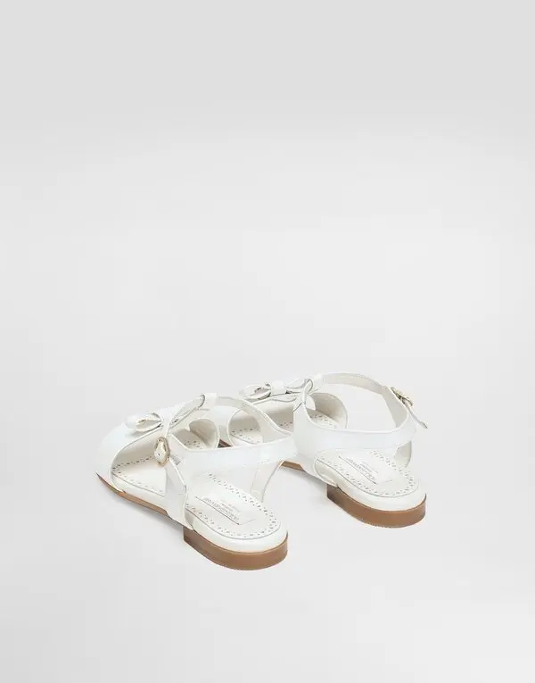 Dolce & Gabbana Patent Leather T-bar Sandals - White