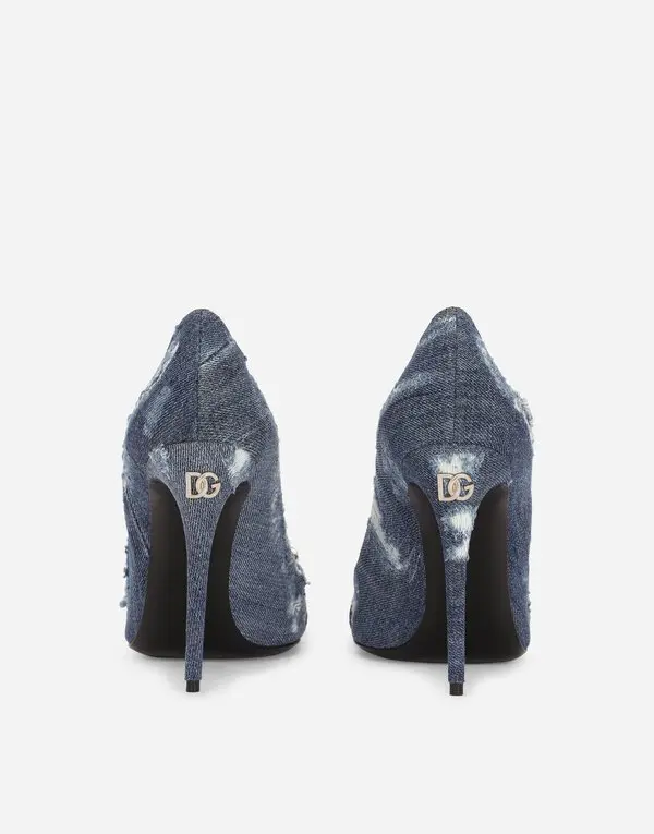 Dolce & Gabbana Patchwork Denim Pumps With Buckle