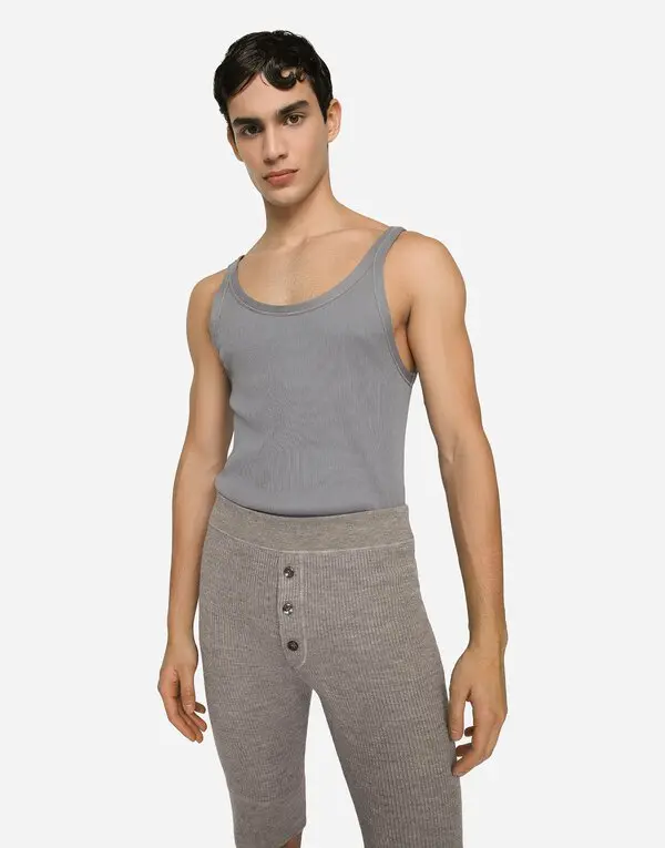 Dolce & Gabbana Fine-rib Cotton Singlet - Grey