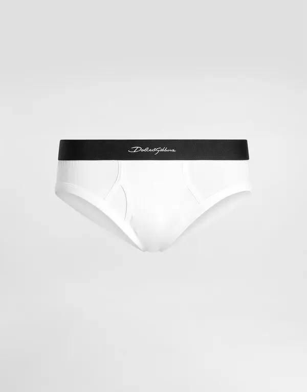 Dolce & Gabbana Mid-rise Briefs In Two-way Stretch Cotton Jersey - White