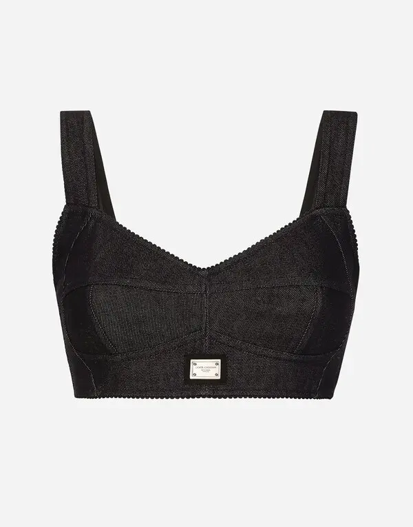 Dolce & Gabbana Cotton Denim Corset Bralette Top