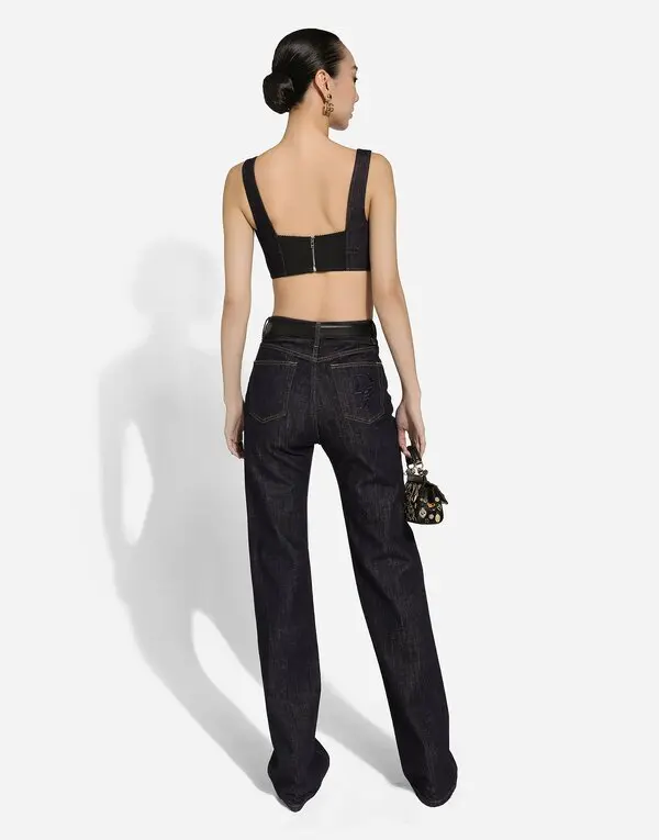 Dolce & Gabbana Cotton Denim Corset Bralette Top