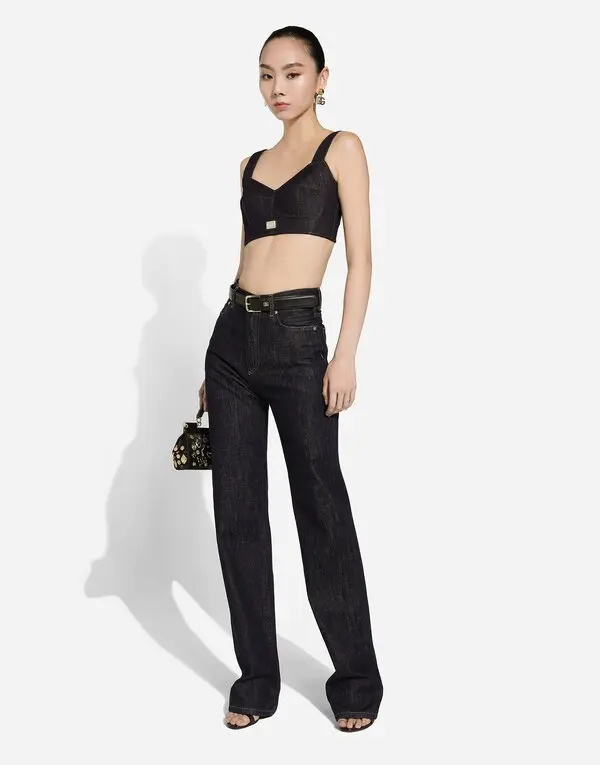 Dolce & Gabbana Cotton Denim Corset Bralette Top