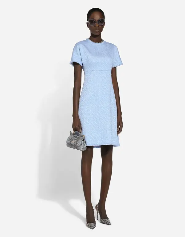 dolce & gabbana raschel tweed midi dress Raschel tweed midi dress with DG logo