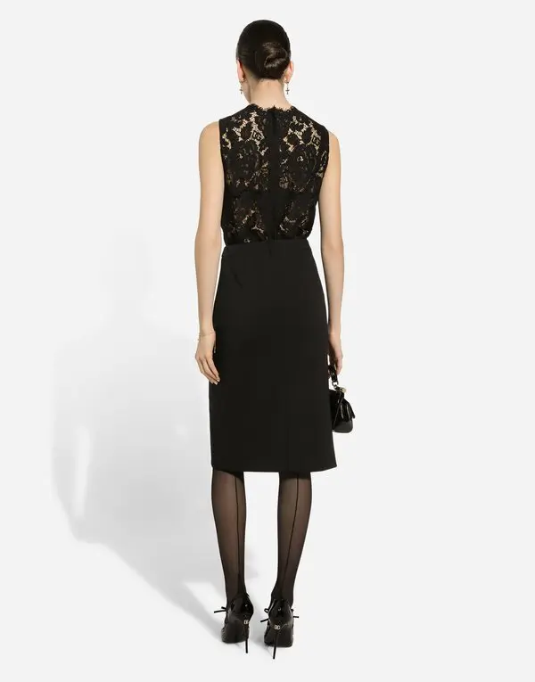 Dolce & Gabbana Wool Midi Pencil Skirt With Slit