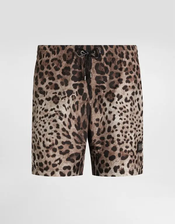 Dolce & Gabbana Mid-length Swim Trunks With Leopard Print - Animal Print
