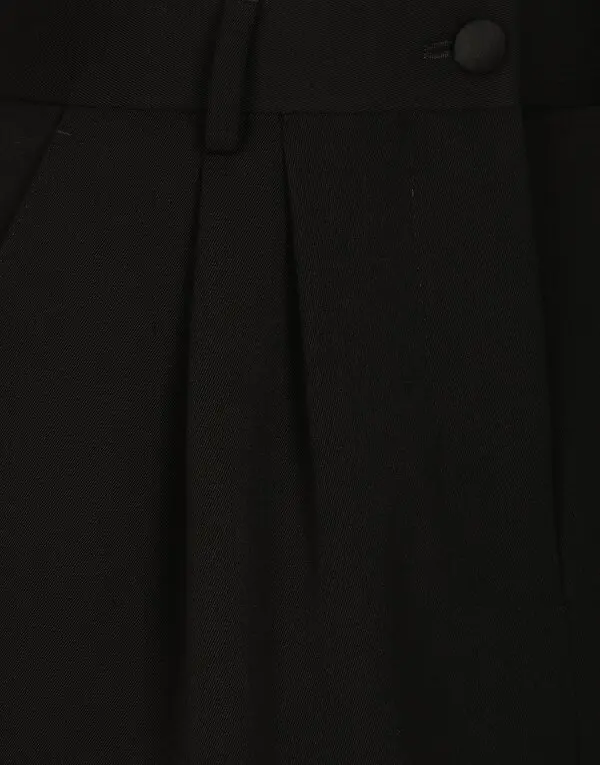 Dolce & Gabbana Short Wool Gabardine Tuxedo Skirt - Black