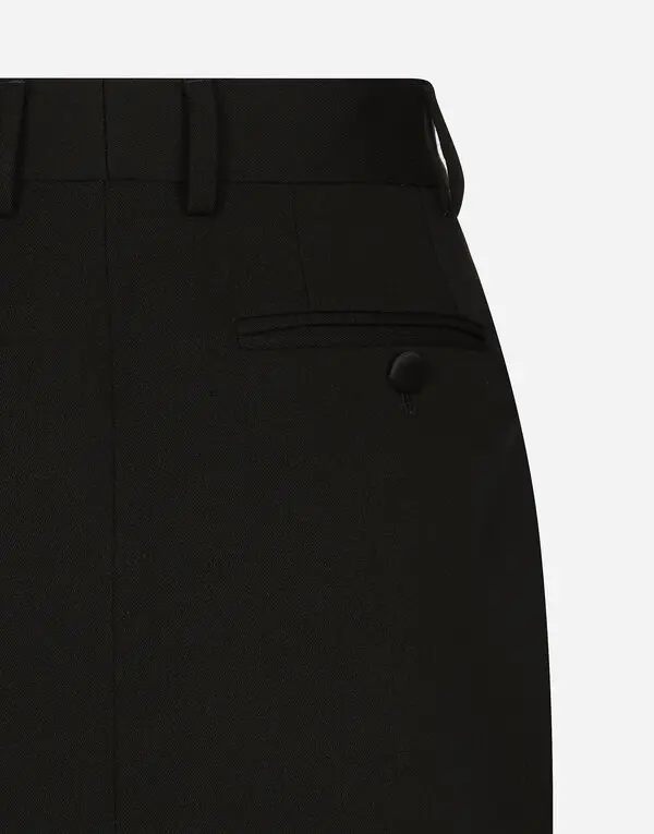 Dolce & Gabbana Short Wool Gabardine Tuxedo Skirt - Black
