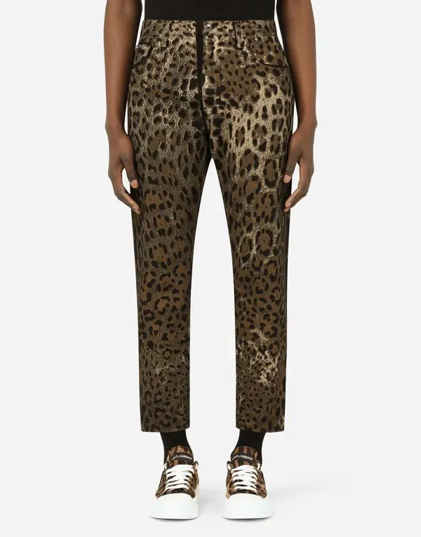 Dolce & Gabbana Five-pocket Loose Fit Leopard Print Jeans