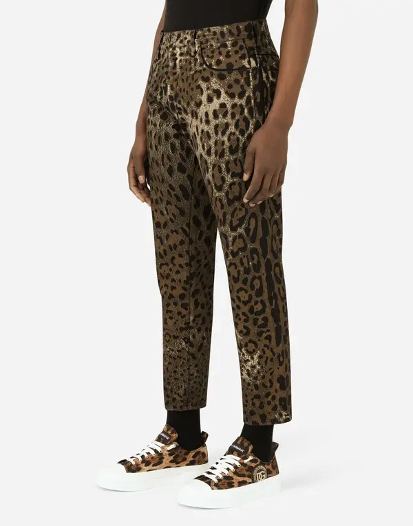 Dolce & Gabbana Five-pocket Loose Fit Leopard Print Jeans