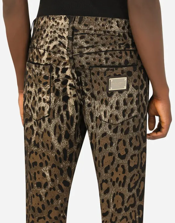 Dolce & Gabbana Five-pocket Loose Fit Leopard Print Jeans