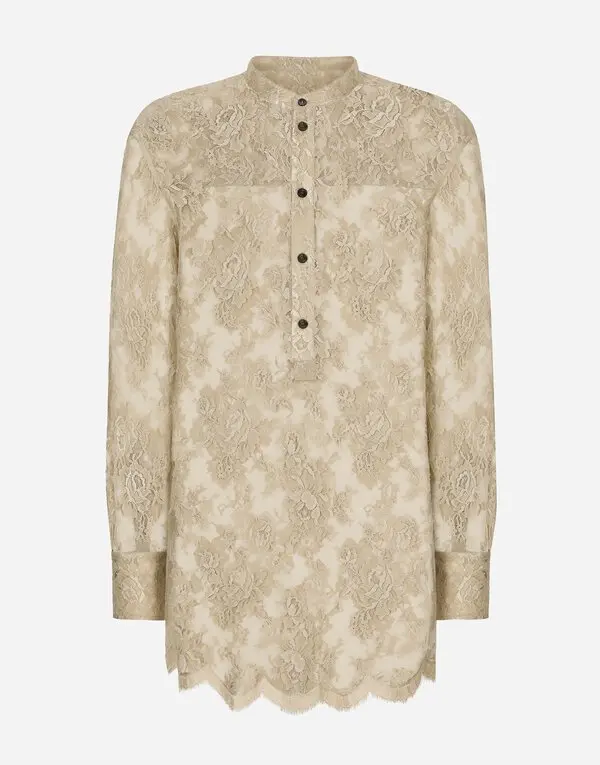 Dolce & Gabbana Galloon Lace Shirt With Mandarin Collar