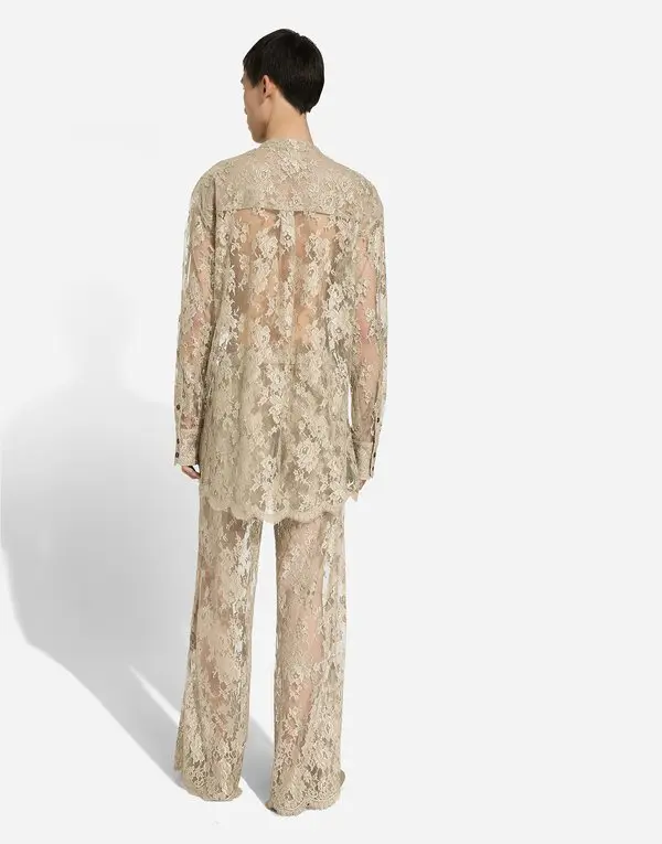 Dolce & Gabbana Galloon Lace Shirt With Mandarin Collar