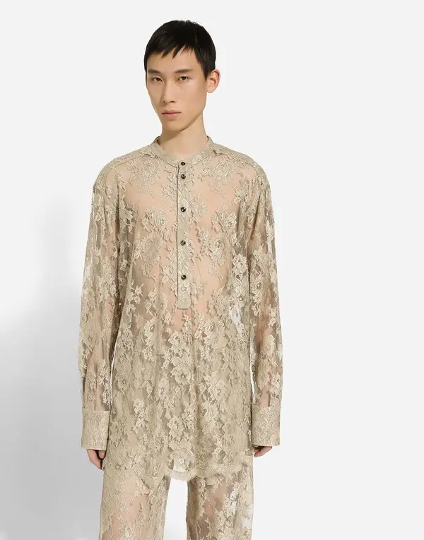 Dolce & Gabbana Galloon Lace Shirt With Mandarin Collar