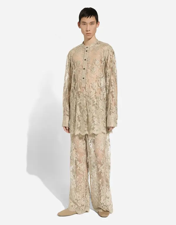 Dolce & Gabbana Galloon Lace Shirt With Mandarin Collar