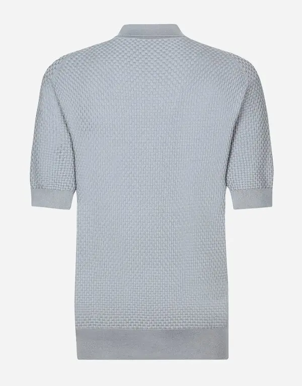 Dolce & Gabbana Stretch Cotton Polo-shirt With Dg Hardware - Azure